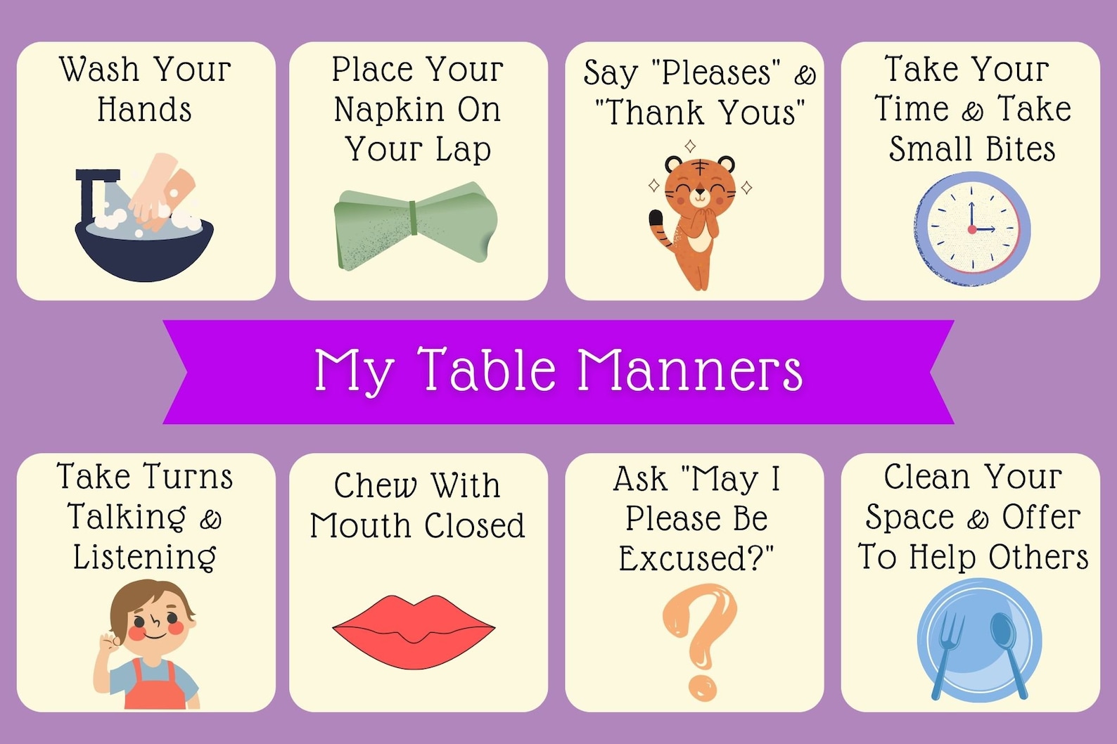 Editable Table Manners, Table Manners Montessori Placemat, Habit ...