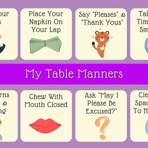 Editable Table Manners, Table Manners Montessori Placemat, Habit ...
