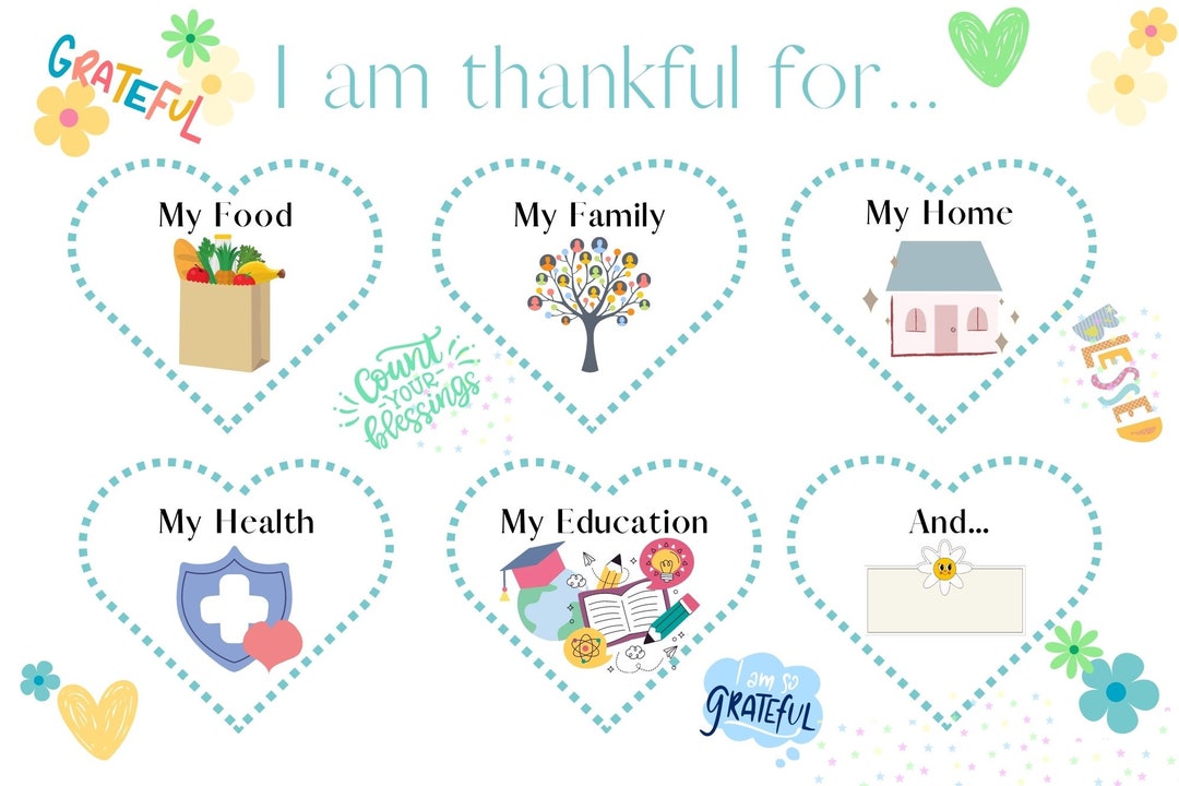 I Am Thankful Placemat, Table Manners, Montessori Placemat,habit ...