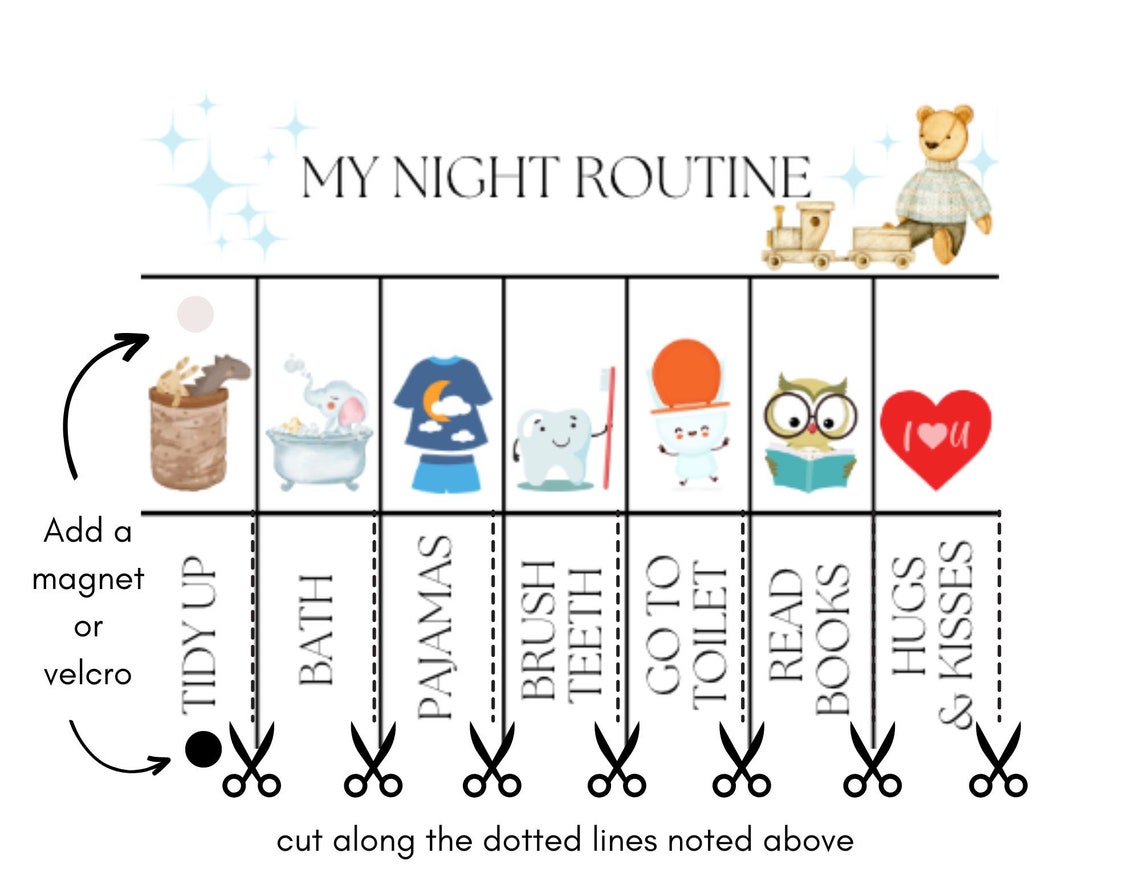 Night Time Routine Chart | Montessori | Toddler Chart | Routine Chart ...