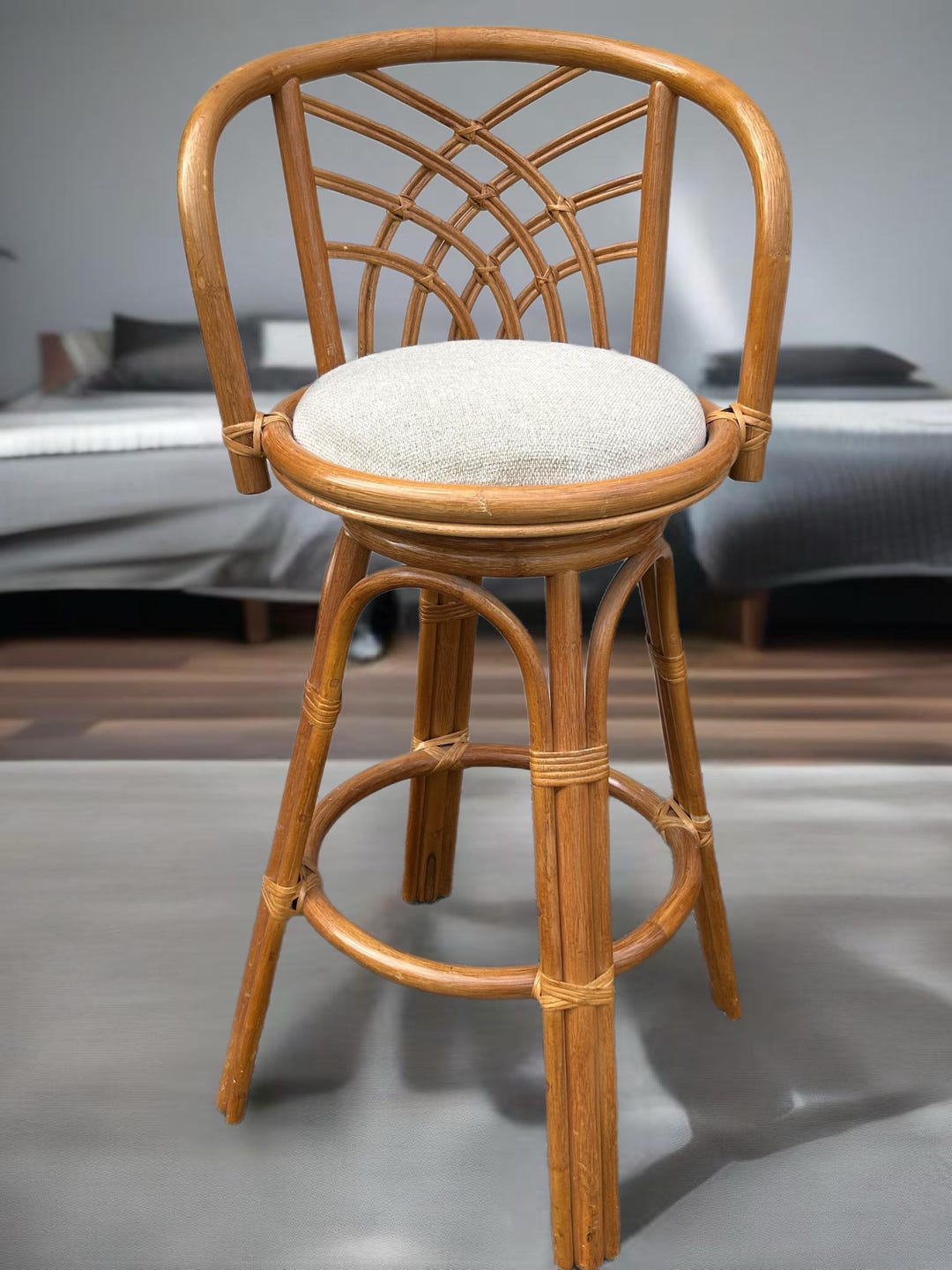Pair of Vintage Rattan/bamboo Bar Stool - Etsy
