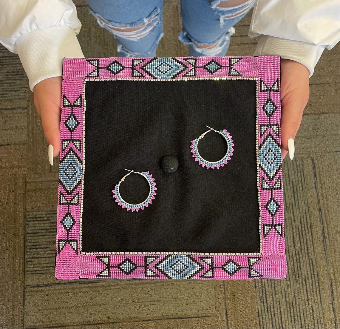 Beaded Graduation Cap With Matching Earrings - Etsy