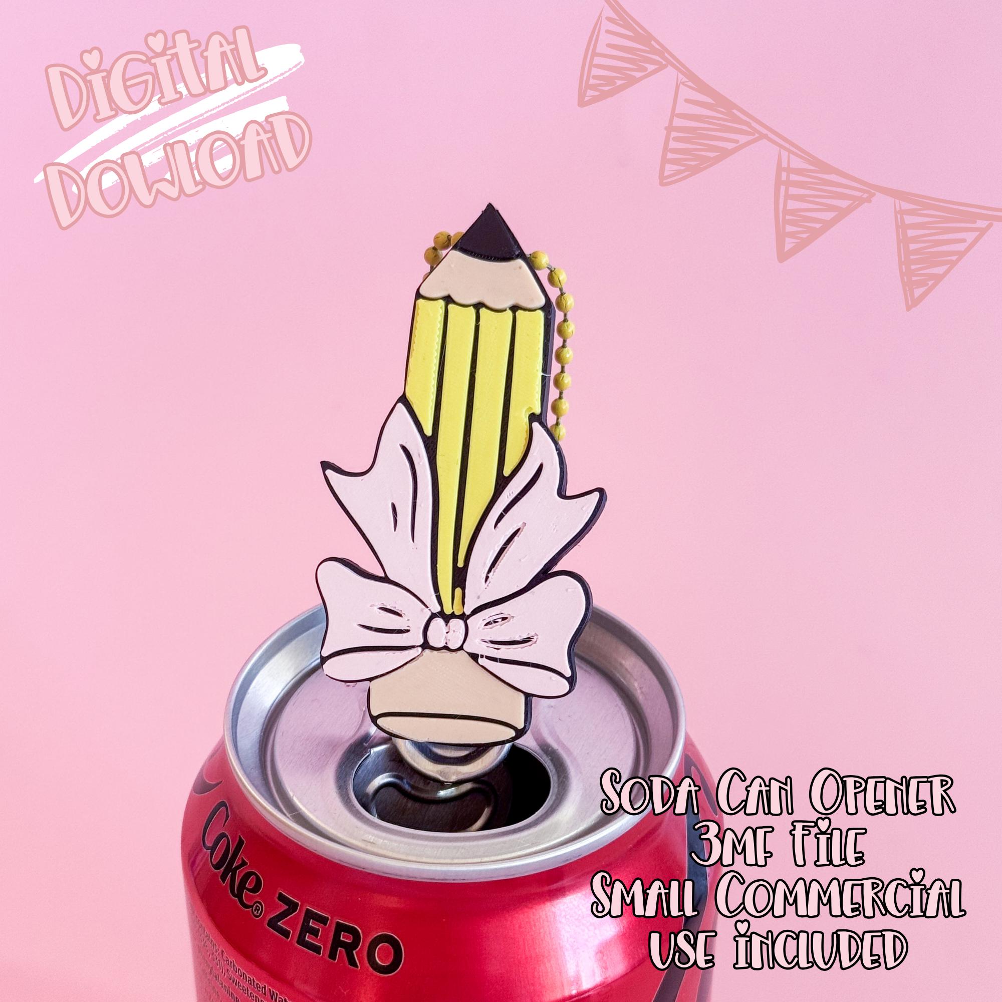Pencil & Bow Soda Can Opener 3D Print File | School Teacher Can Opener ...
