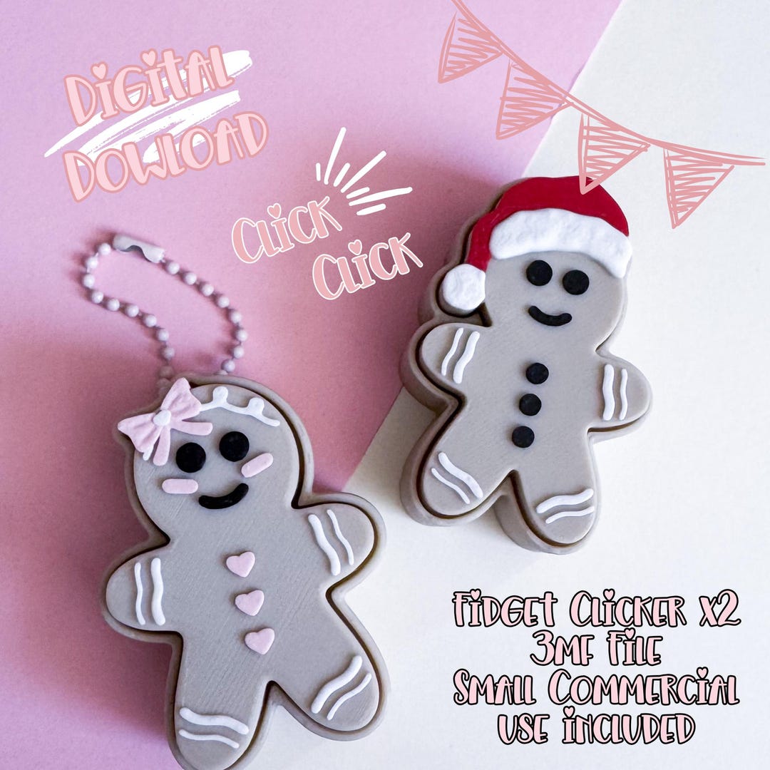 Gingerbread Cookie Fidget Clicker Bundle | Christmas 3d Print 3MF File ...