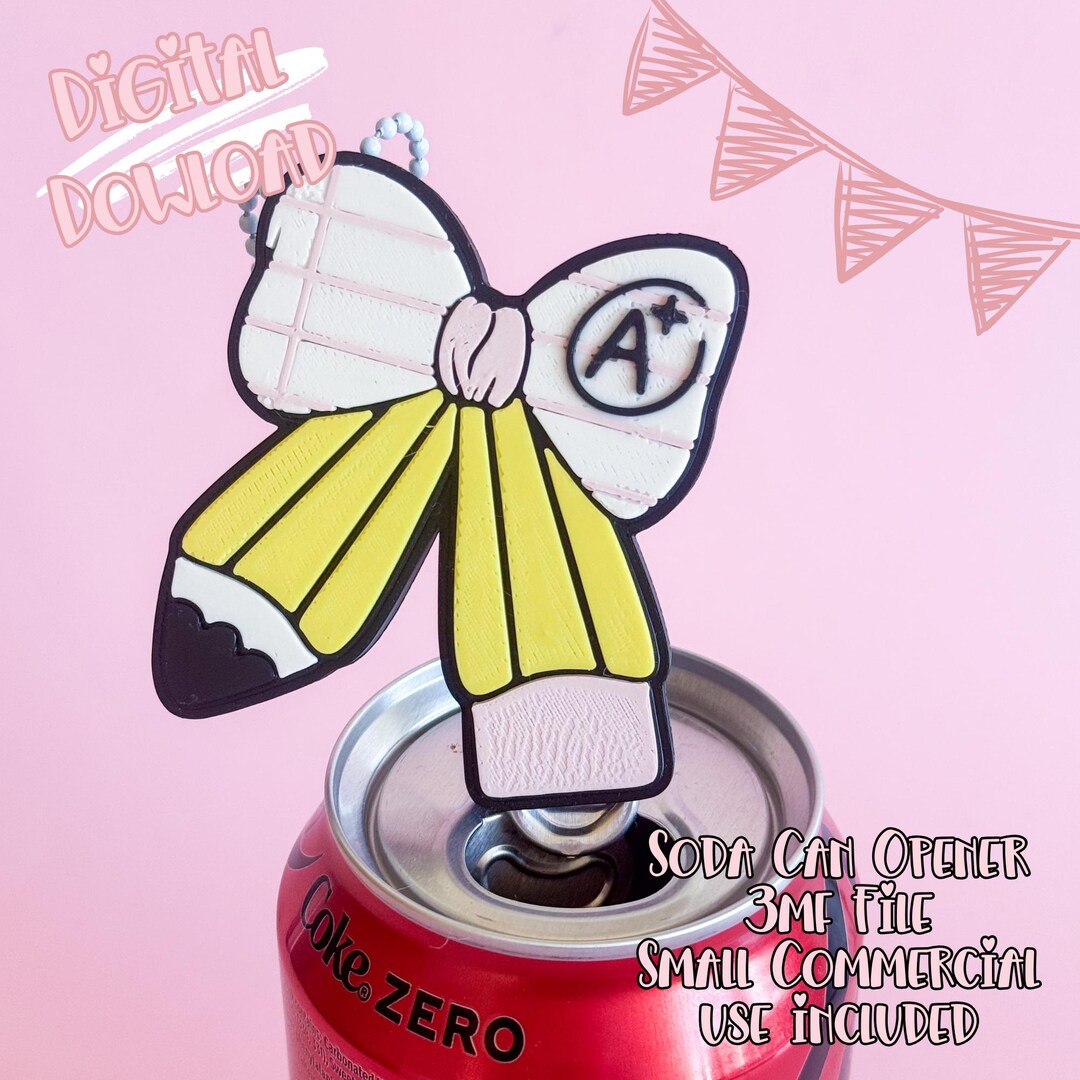 Pencil Notepad Bow Soda Can Opener 3D Print File | School Teacher Can ...