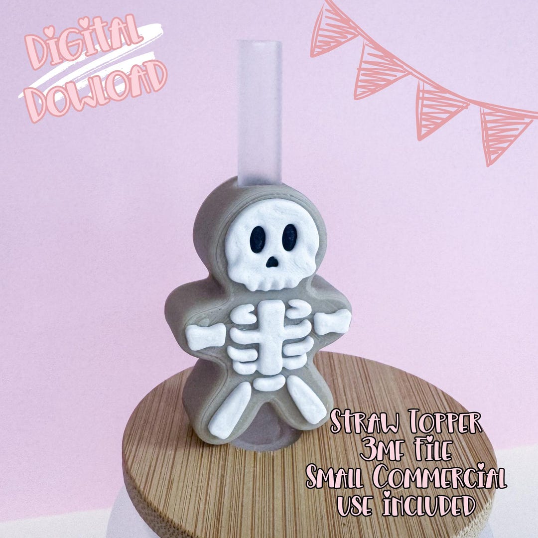 Halloween Skeleton Cookie Straw Topper 3D Print File (digital Download ...