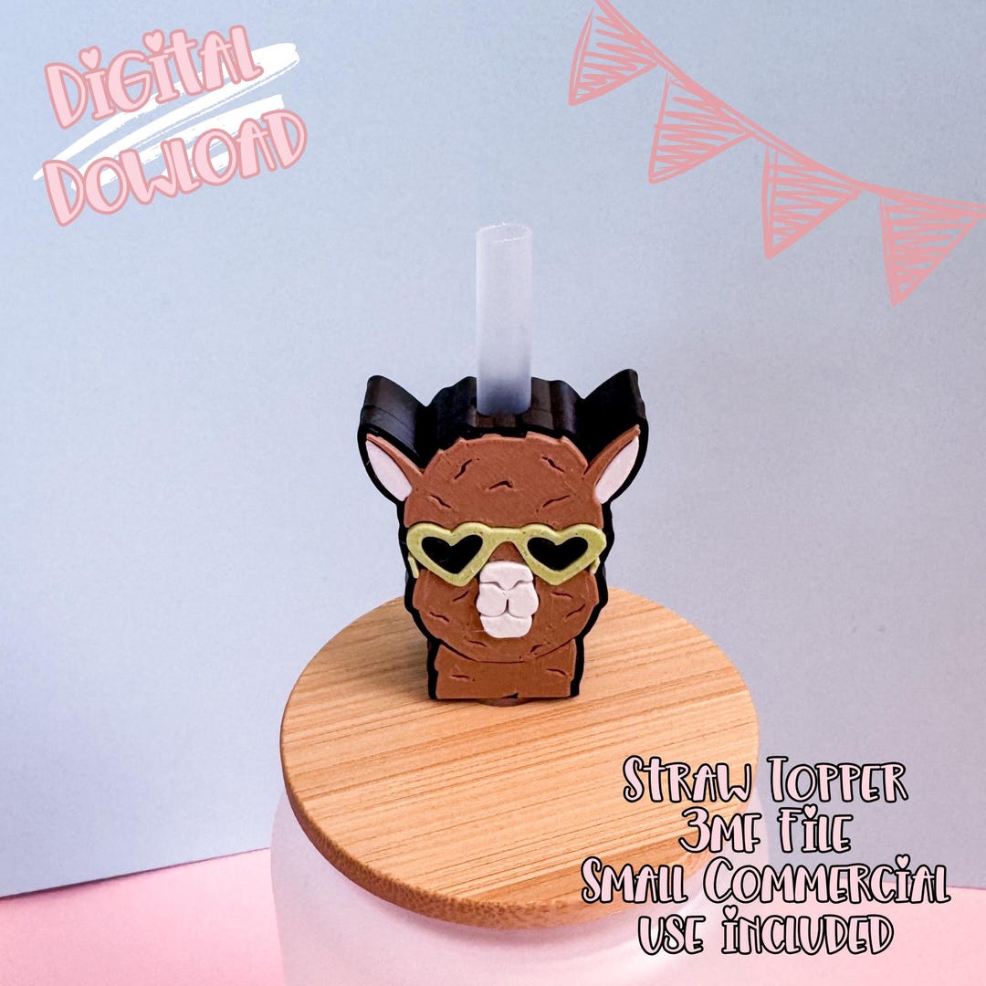 Heart Glasses Llama Straw Topper 3D Print File (digital Download) - Etsy