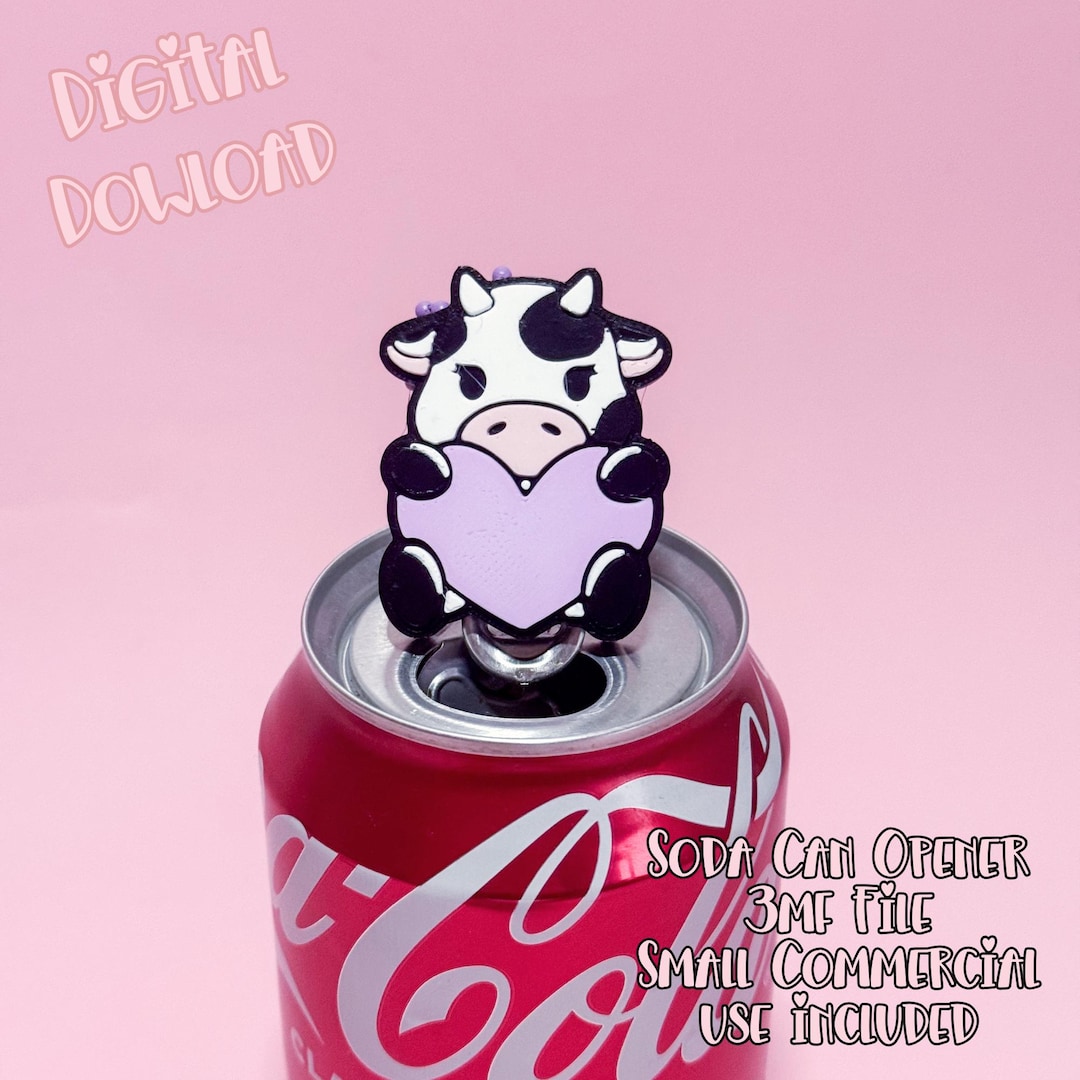 Cow Heart Soda Can Opener 3D Print File | Cute Animal Can Opener 3MF ...