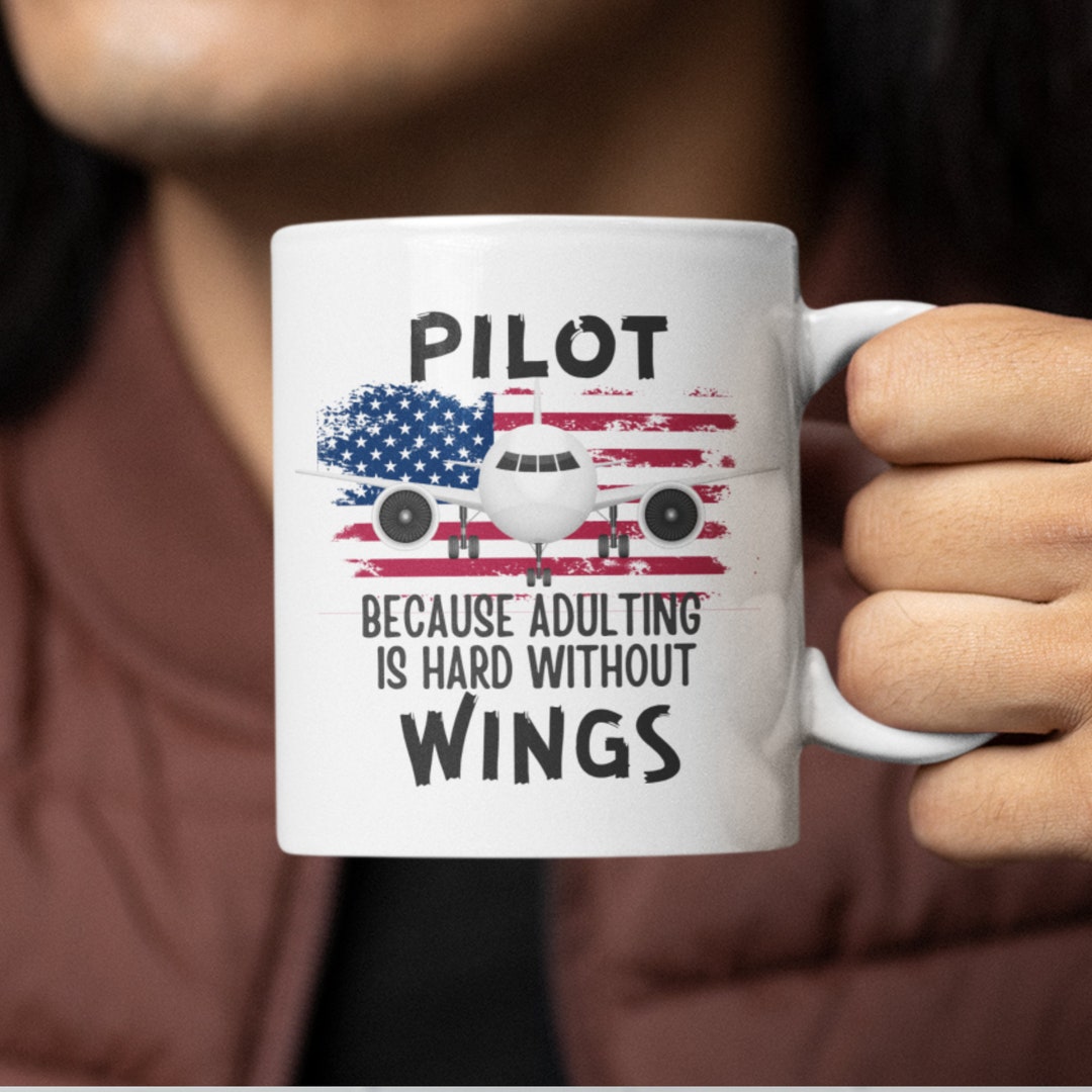 Ceramic Mug 11oz Pilot Wings US Flag Mug, Funny Pilot Gift, Pilot ...
