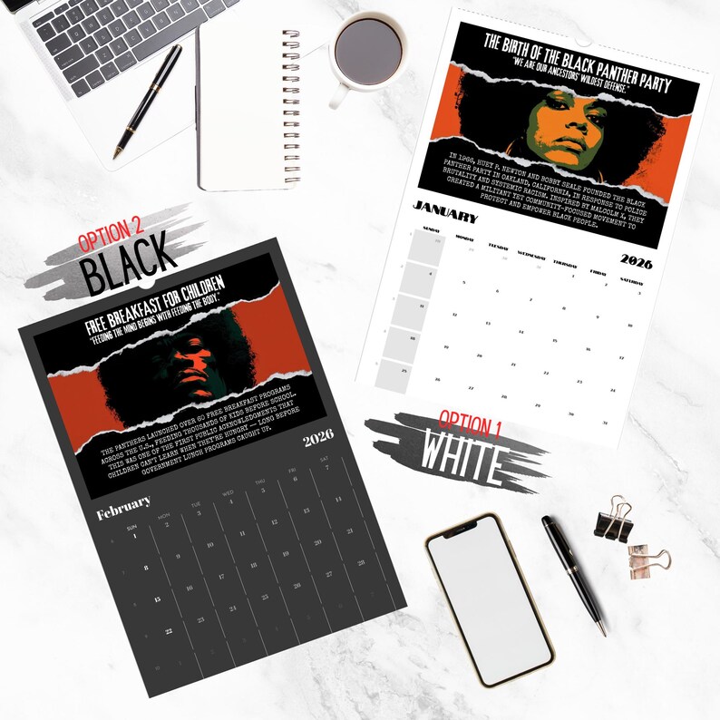 US &CA Wall Calendar 2026,black Panther Party,black History Calendar ...