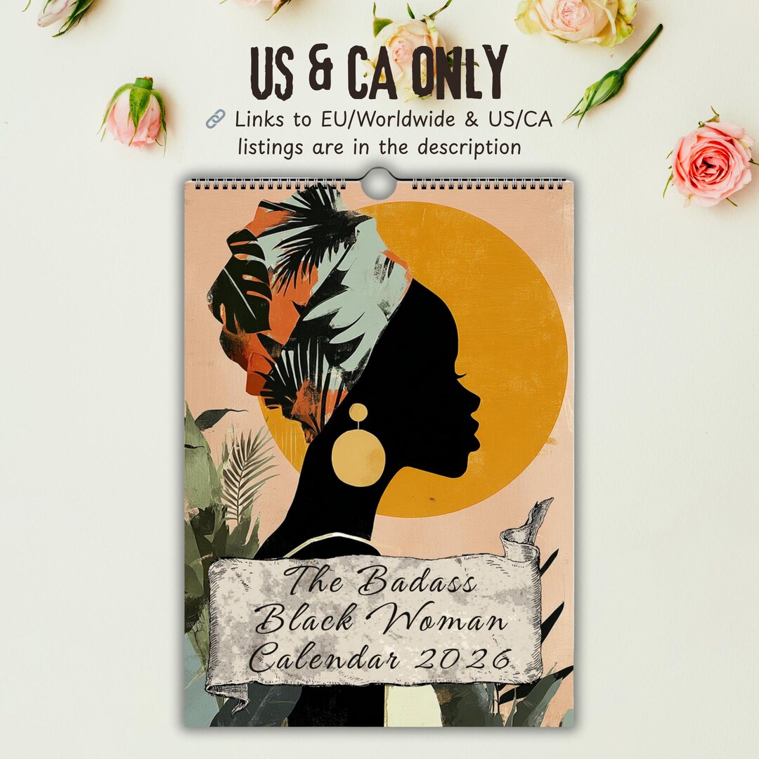 US & CA Black Woman Wall Calendar 2026, Afrocentric Art Calendar ...