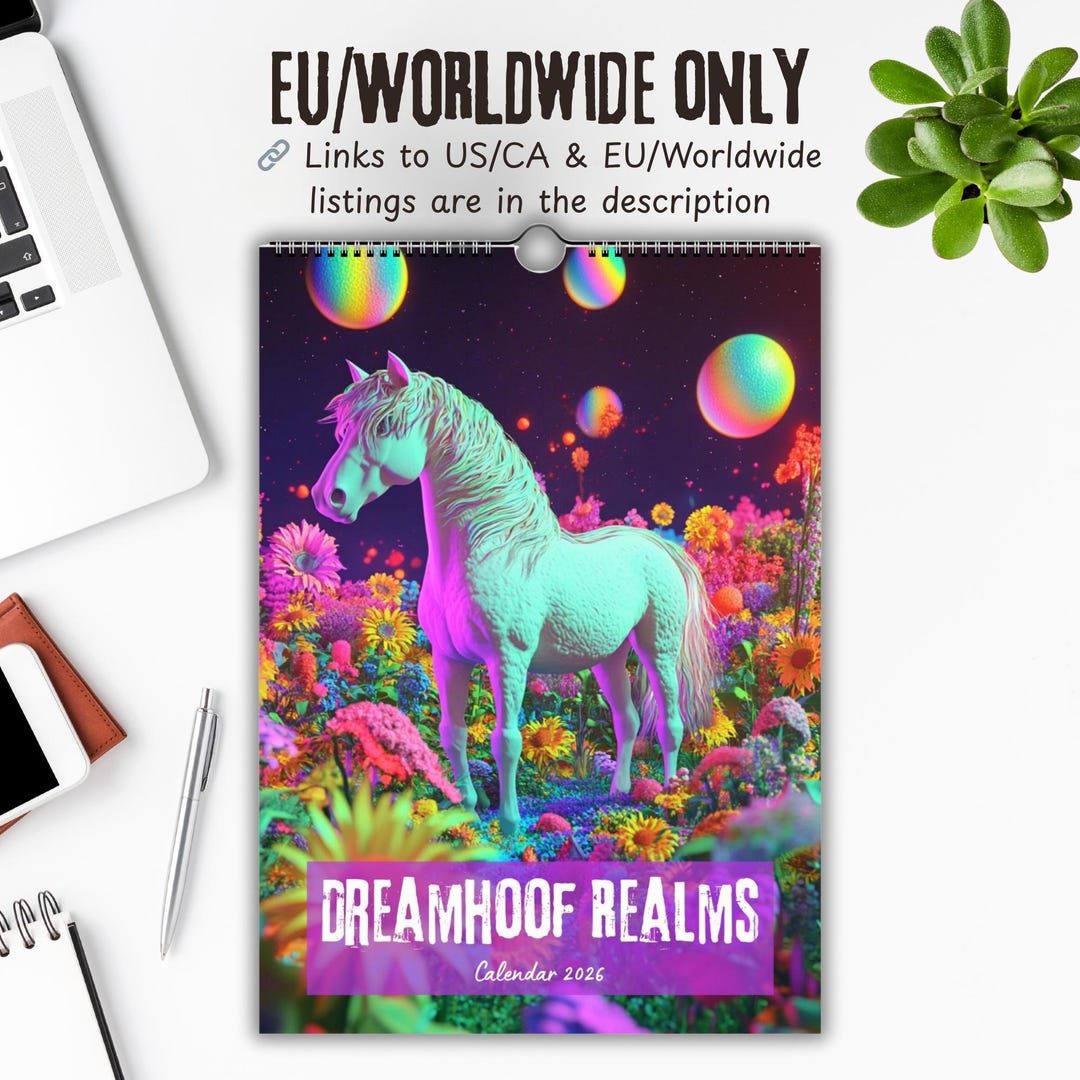 EU Rest of World, Surreal Horse Wall Calendar 2026, Trippy Psychedelic ...