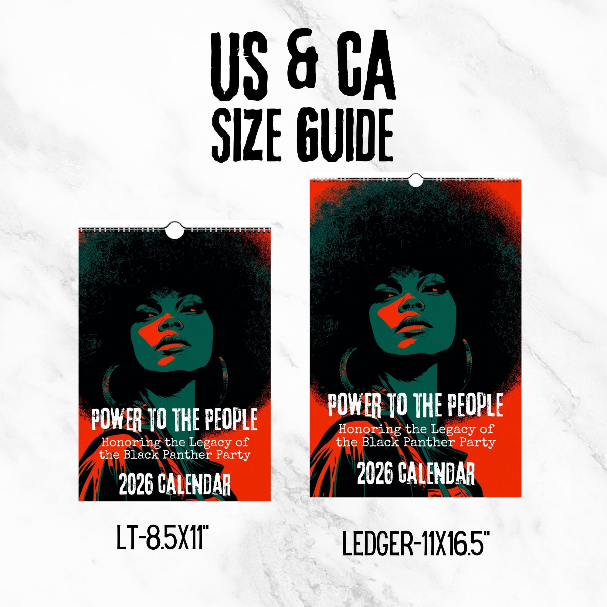 US &CA Wall Calendar 2026,black Panther Party,black History Calendar ...