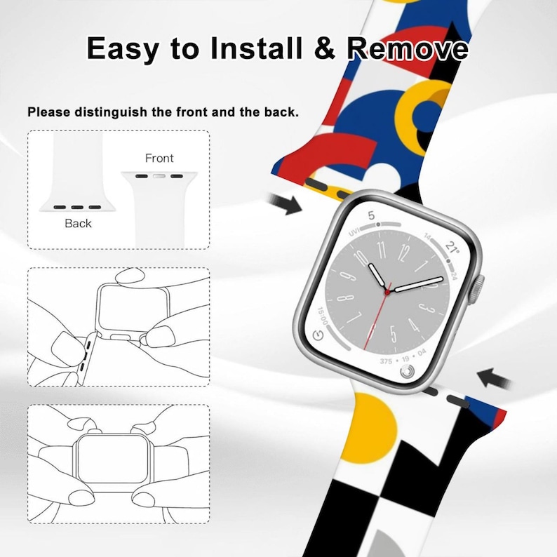 Abstract Geometric Apple Watch Band, Double Buckle Silicone Strap (38 ...