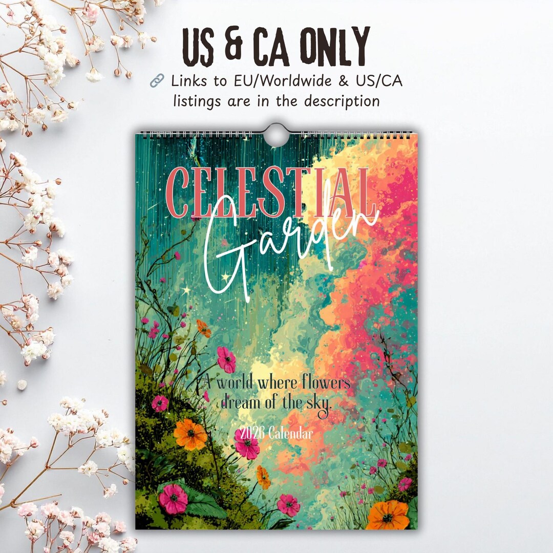 US & CA Celestial Garden, Fantasy Wall Calendar 2026, Cosmic Floral Art ...