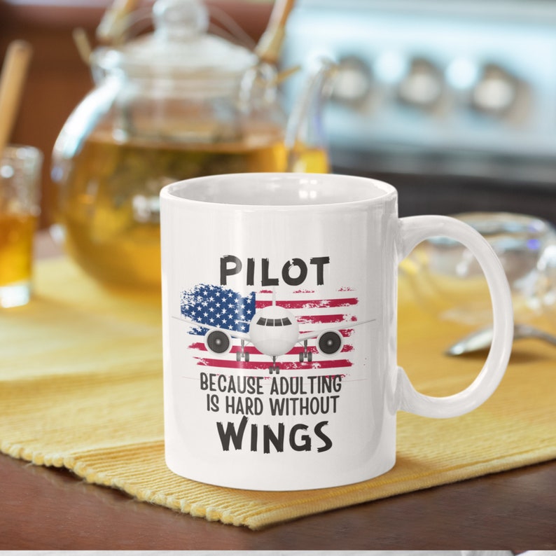 Ceramic Mug 11oz Pilot Wings US Flag Mug, Funny Pilot Gift, Pilot ...