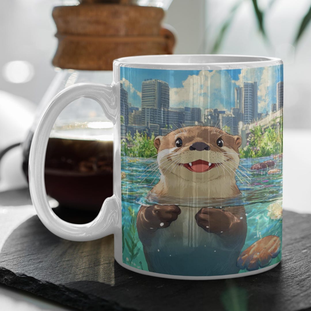 Otter Gifts,otter Coffee Mug,cute Otter,animal Lover Gift,flower Gift ...
