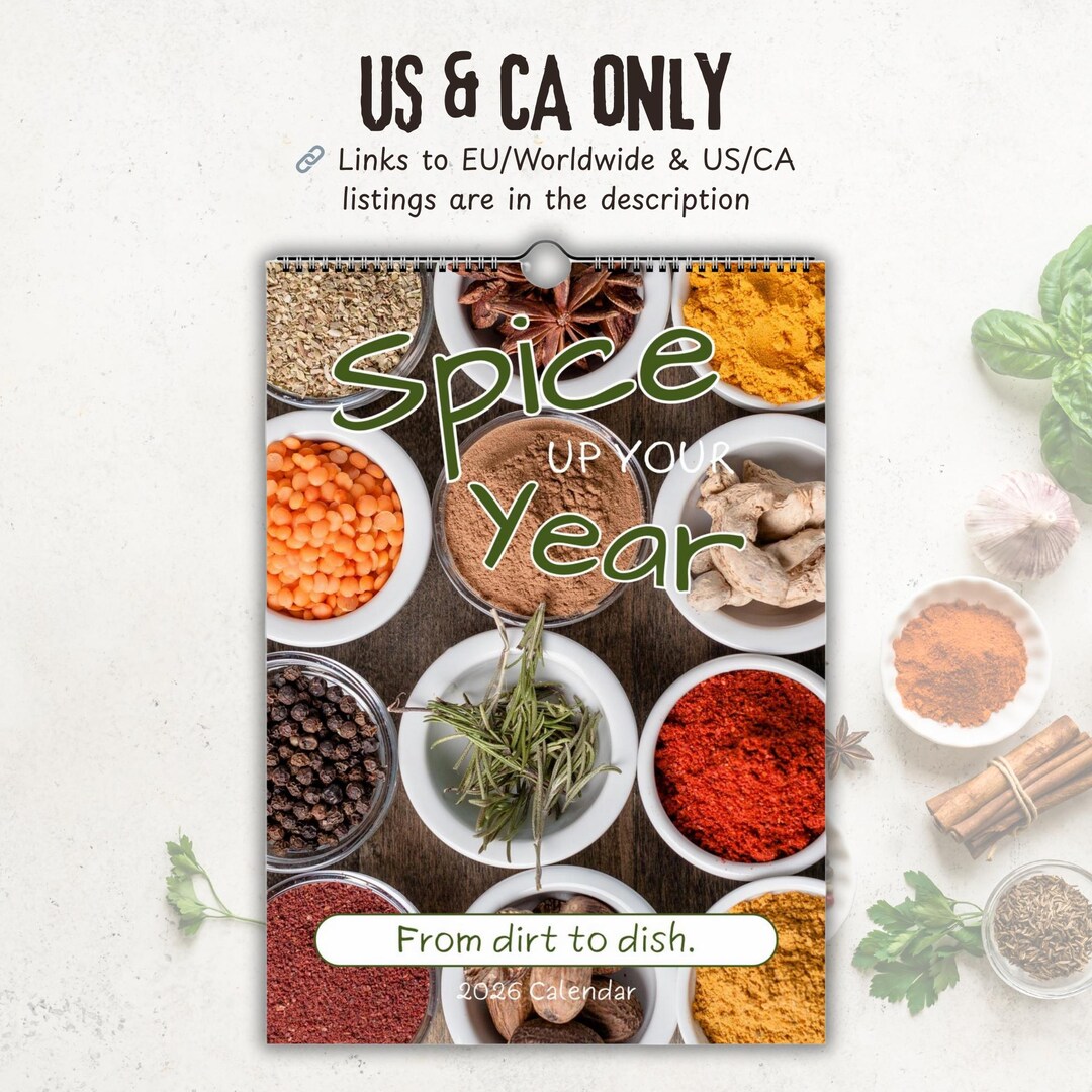 US & CA Spice Year Wall Calendar 2026, Herbal Wall Calendar, Gardening ...