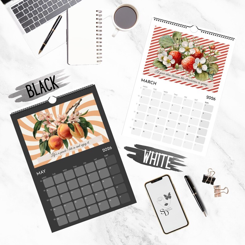 EU & Rest of World Fruit Affirmations Wall Calendar 2026, Watercolor ...