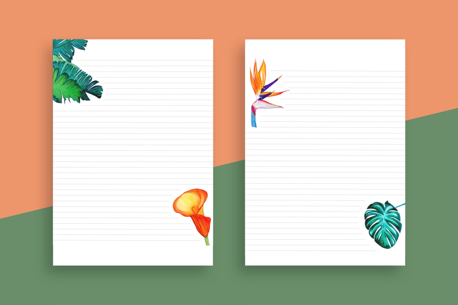 Teacher Note Paper Printable Blank & Lined School Notes Tropical ...