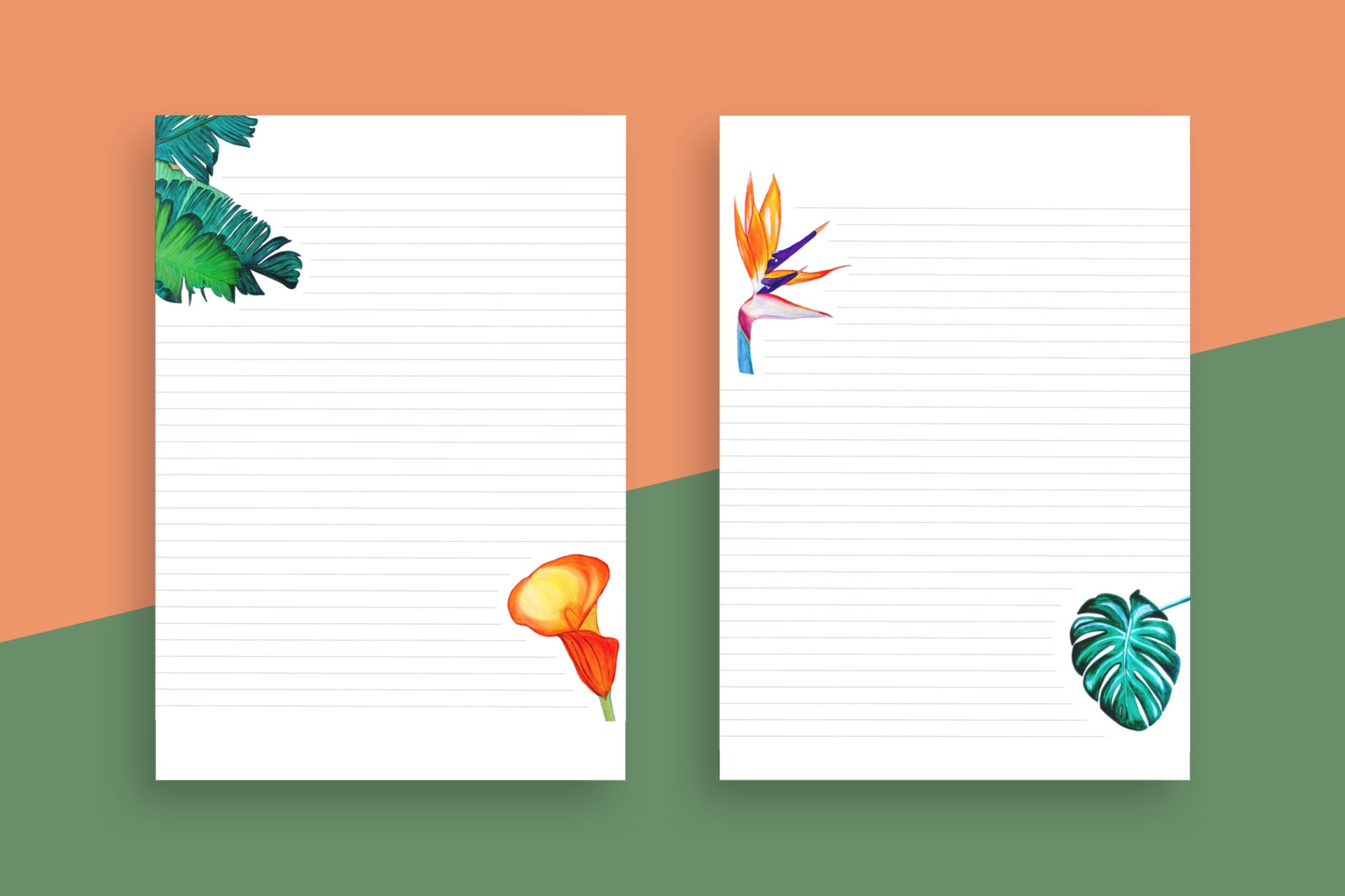 Teacher Note Paper Printable Blank & Lined School Notes Tropical ...