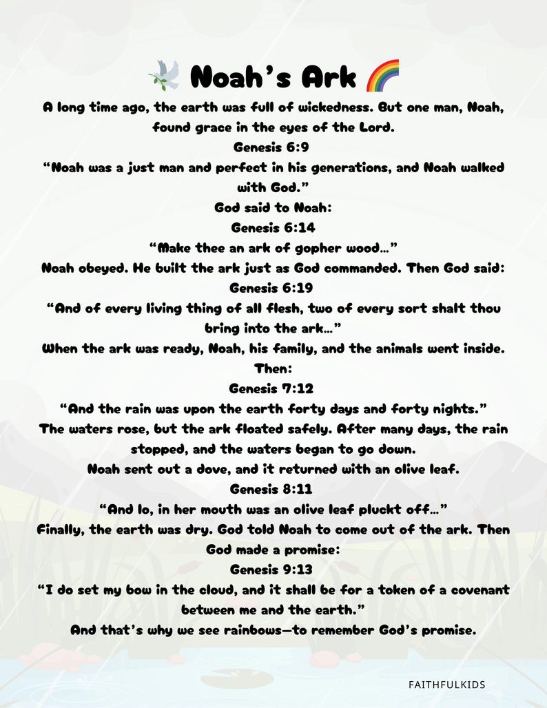 Noah's Ark Lesson W/ Coloring Pages, Activities & “the Ark of Faith ...