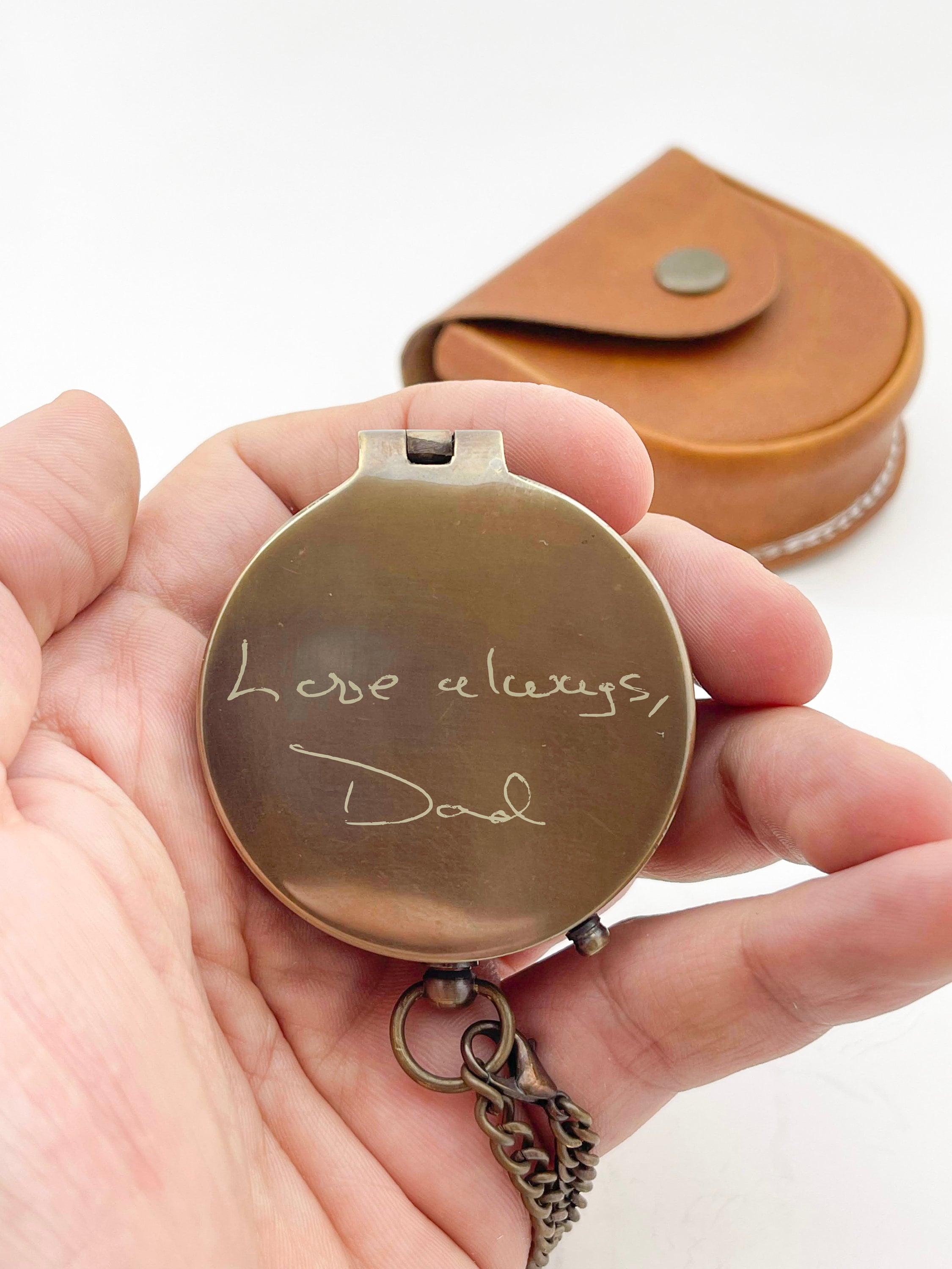 Actual Handwriting Engraved Compass, Custom Handwritten Compass ...
