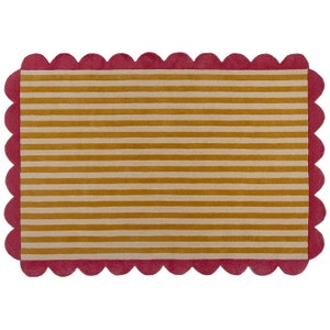 Hand Tufted Modern Milo Scallop Yellow Striped Wool Rug - Etsy