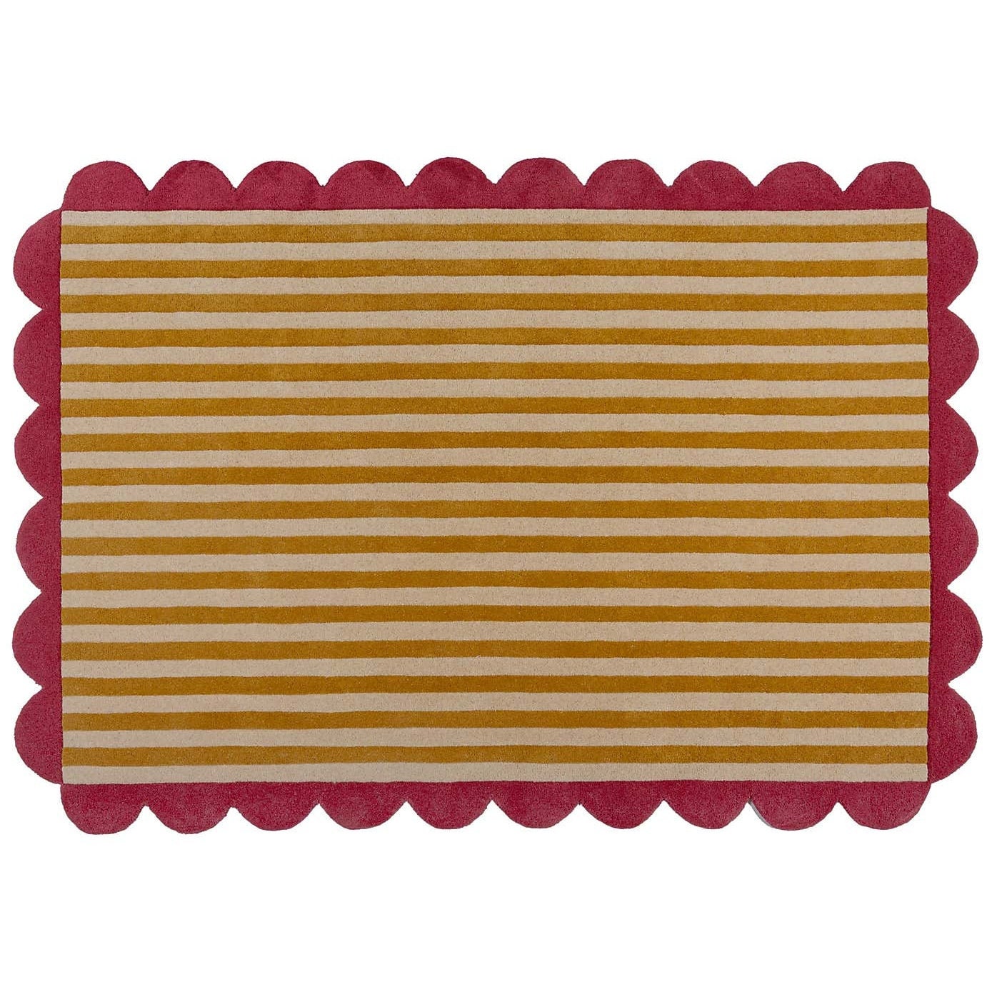 Hand Tufted Modern Milo Scallop Yellow Striped Wool Rug - Etsy