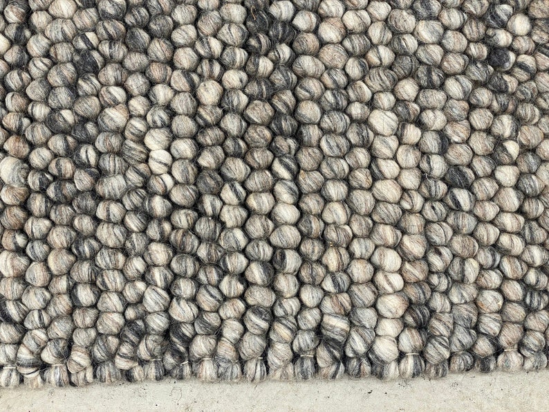 Hand Woven Steel Grey Pebble Wool Rug for Bedroom - Etsy