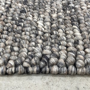 Hand Woven Steel Grey Pebble Wool Rug for Bedroom - Etsy