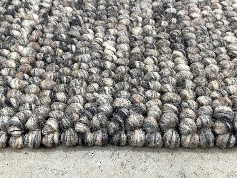 Hand Woven Steel Grey Pebble Wool Rug for Bedroom - Etsy