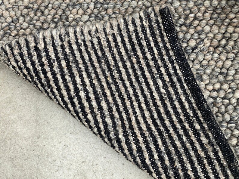 Hand Woven Steel Grey Pebble Wool Rug for Bedroom - Etsy