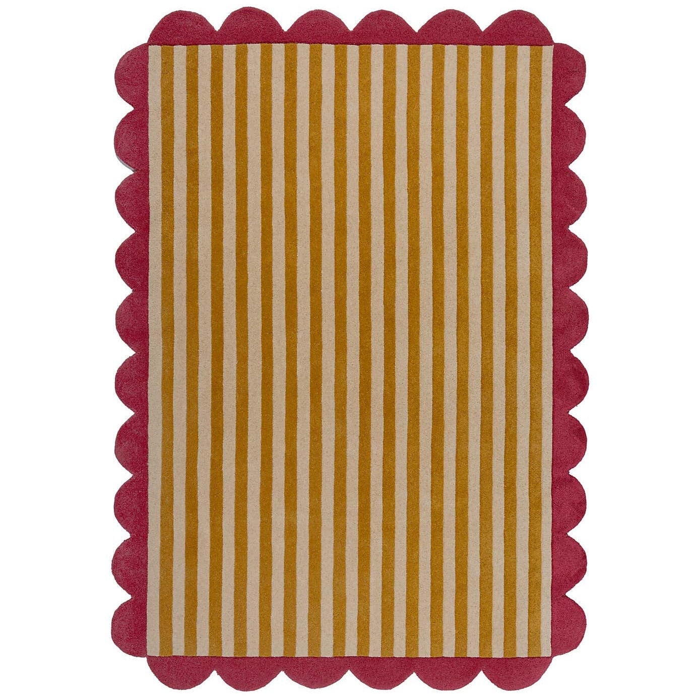 Hand Tufted Modern Milo Scallop Yellow Striped Wool Rug - Etsy