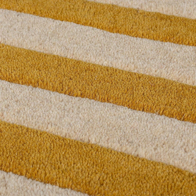 Hand Tufted Modern Milo Scallop Yellow Striped Wool Rug - Etsy