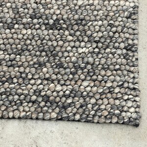 Hand Woven Steel Grey Pebble Wool Rug for Bedroom - Etsy