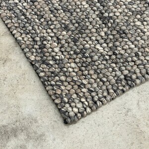 Hand Woven Steel Grey Pebble Wool Rug for Bedroom - Etsy