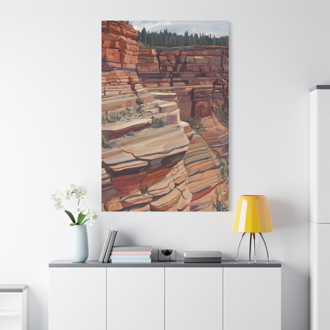 Cliffside Layers Art Print Abstract Landscape Wall Decor Nature ...