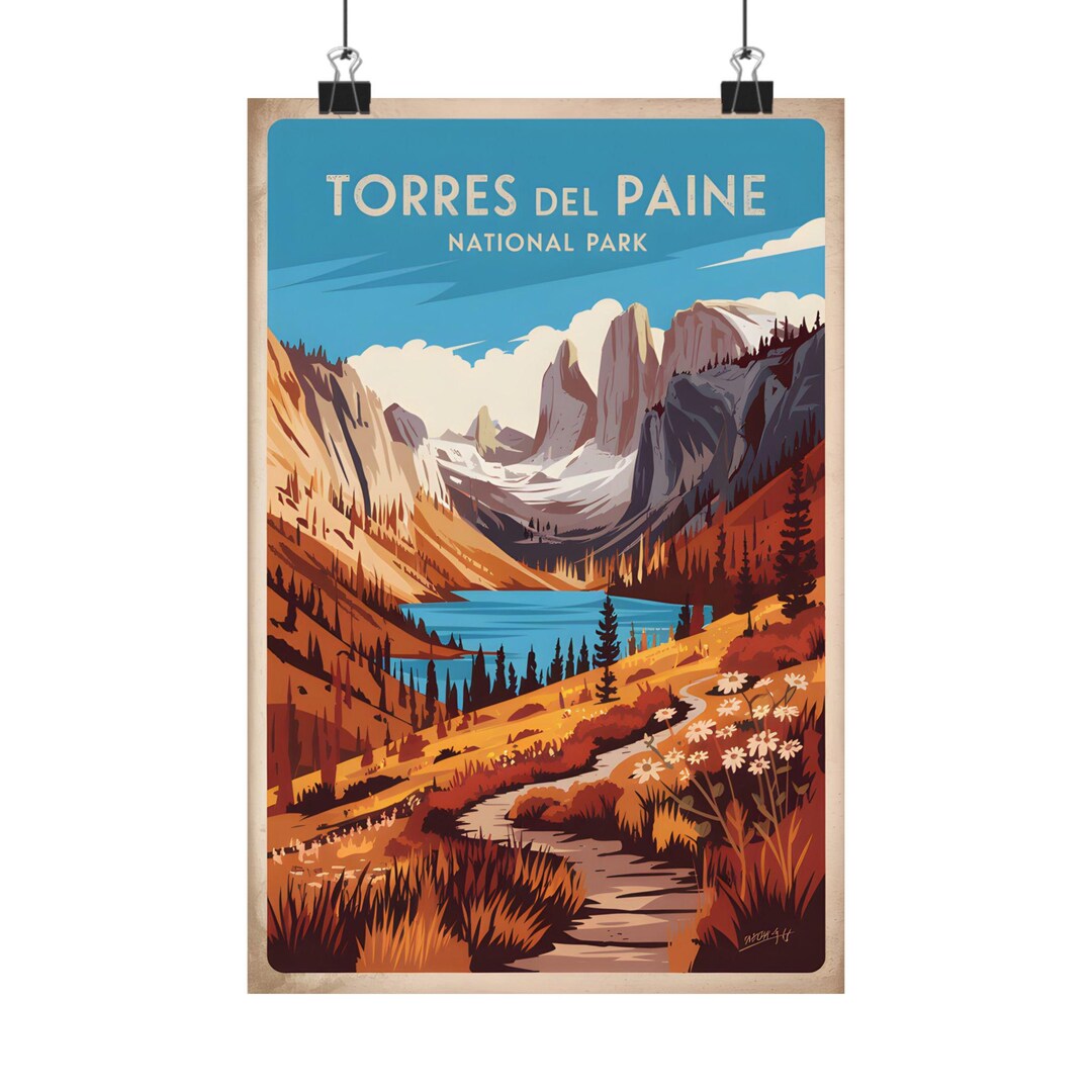 Torres Del Paine National Park Art Print Landscape Decor Hiking Travel ...