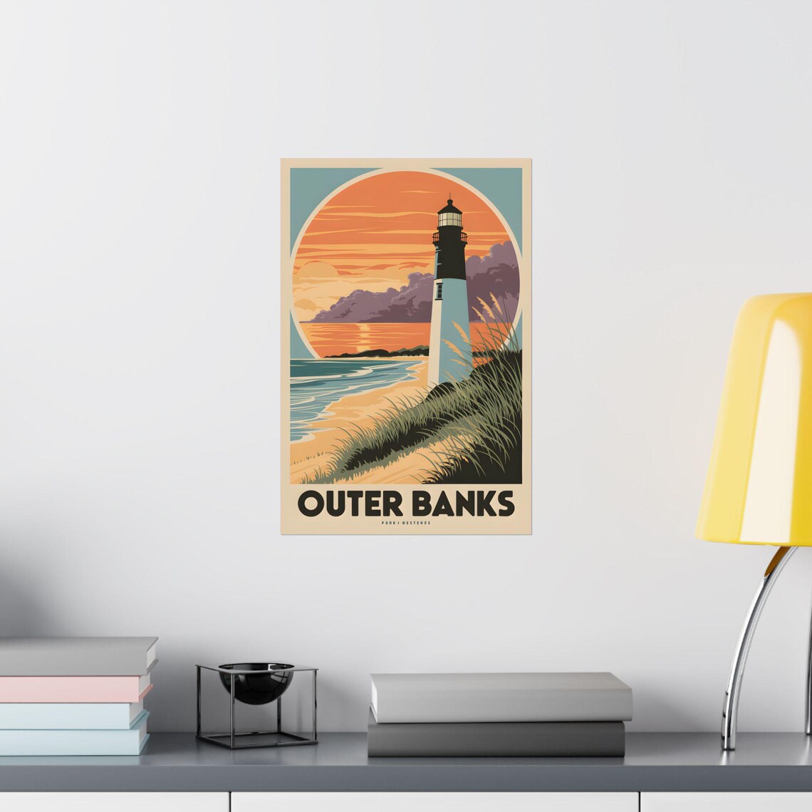 Outer Banks Lighthouse Art Print Coastal Decor Beach Wall Art Sunset ...