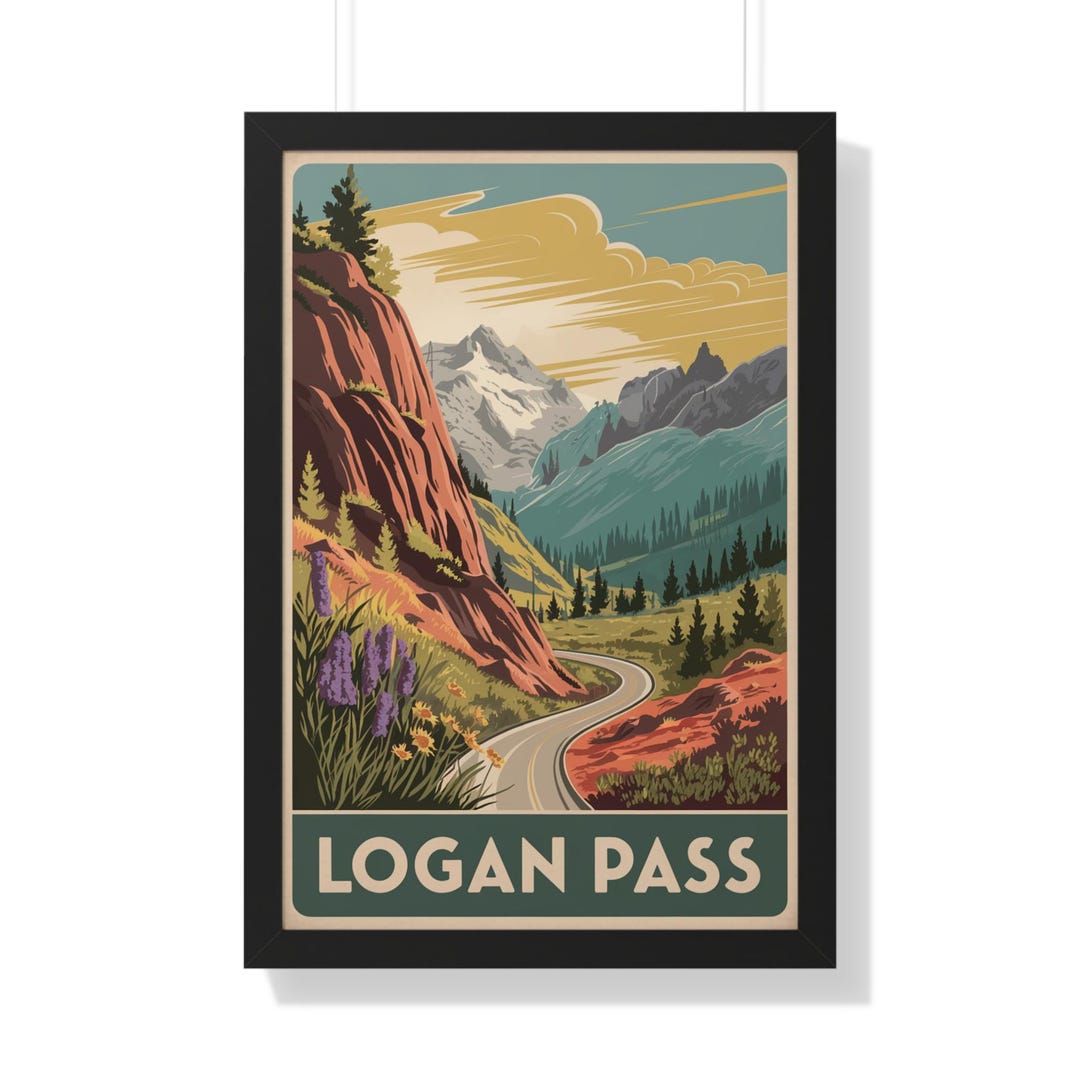 Logan Pass Glacier National Park Montana Framed Vertical Poster Print ...