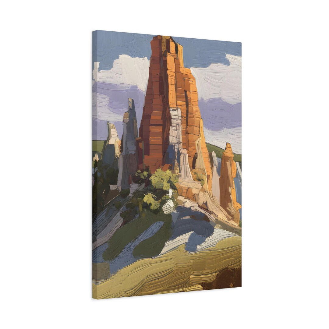 Sunwashed Spire Landscape Art Print Colorful Abstract Mountain Decor ...