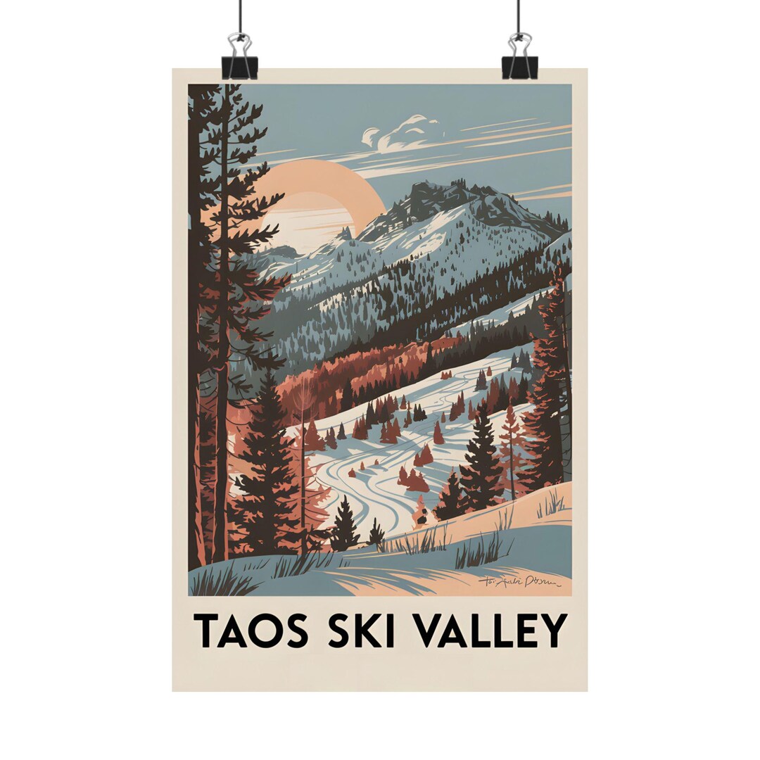 Taos Ski Valley Art Print Mountain Landscape Poster Winter Decor Skiing ...