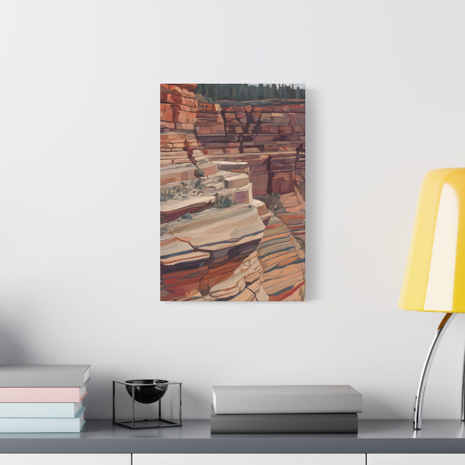 Cliffside Layers Art Print Abstract Landscape Wall Decor Nature ...