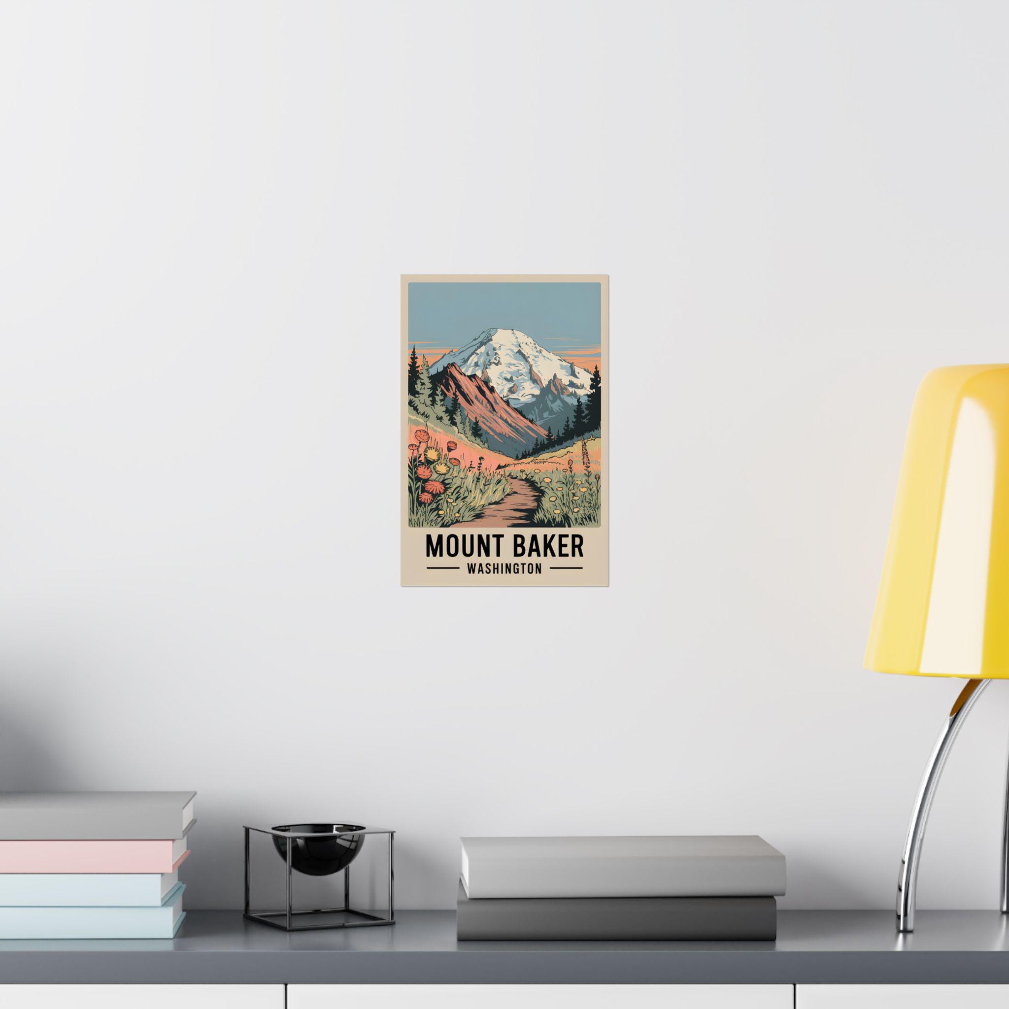 Mount Baker Washington Art Print Vintage Landscape Wall Decor Mountain ...
