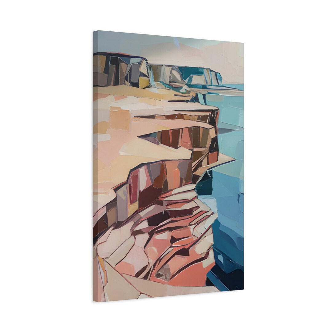 Cliffside Layers Abstract Art Print Coastal Wall Decor Modern Landscape ...