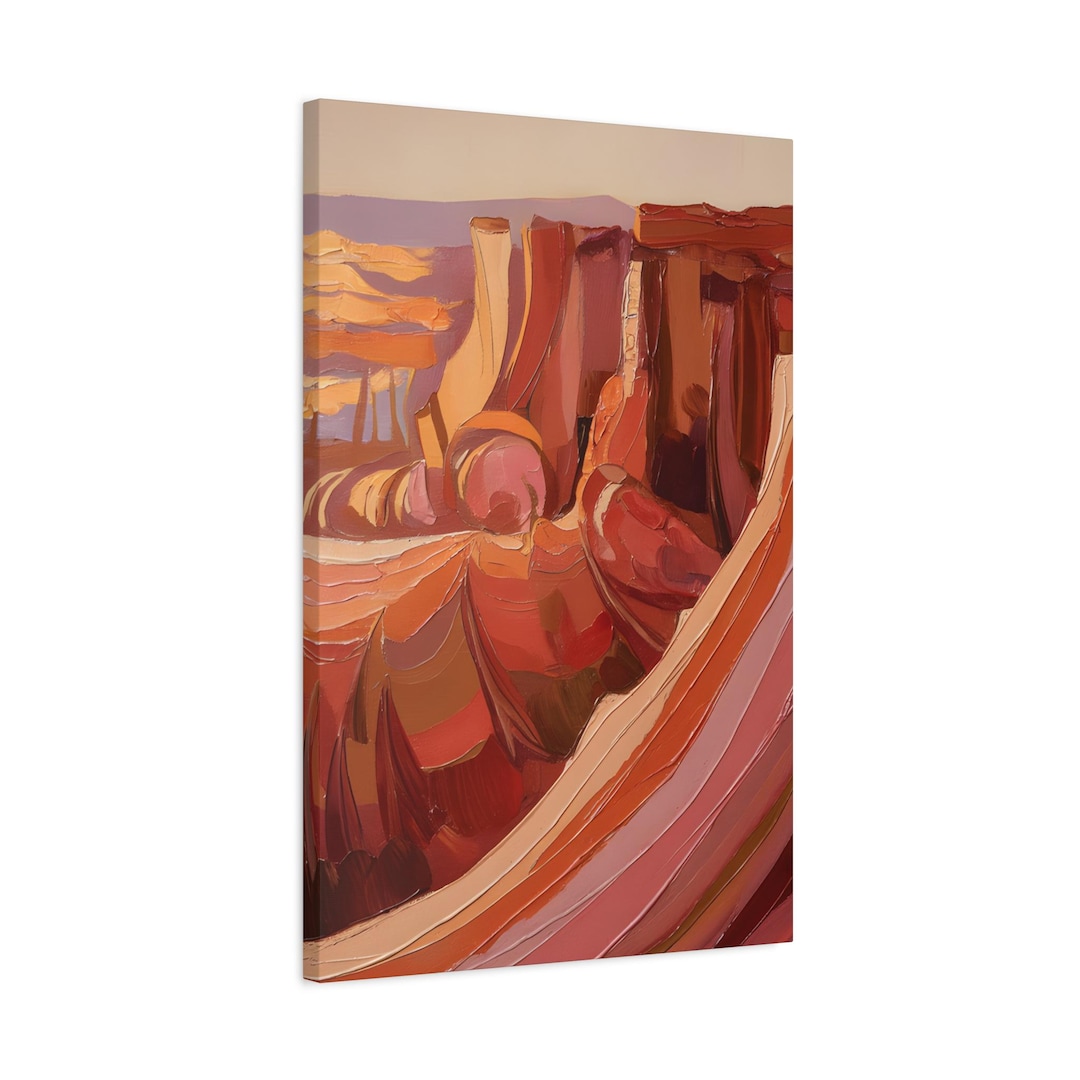 Golden Escarpment Abstract Landscape Painting Wall Art Modern Decor ...