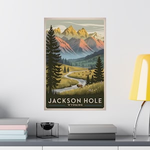 Jackson Hole Wyoming Art Print Mountain Landscape Wildlife Decor Nature ...