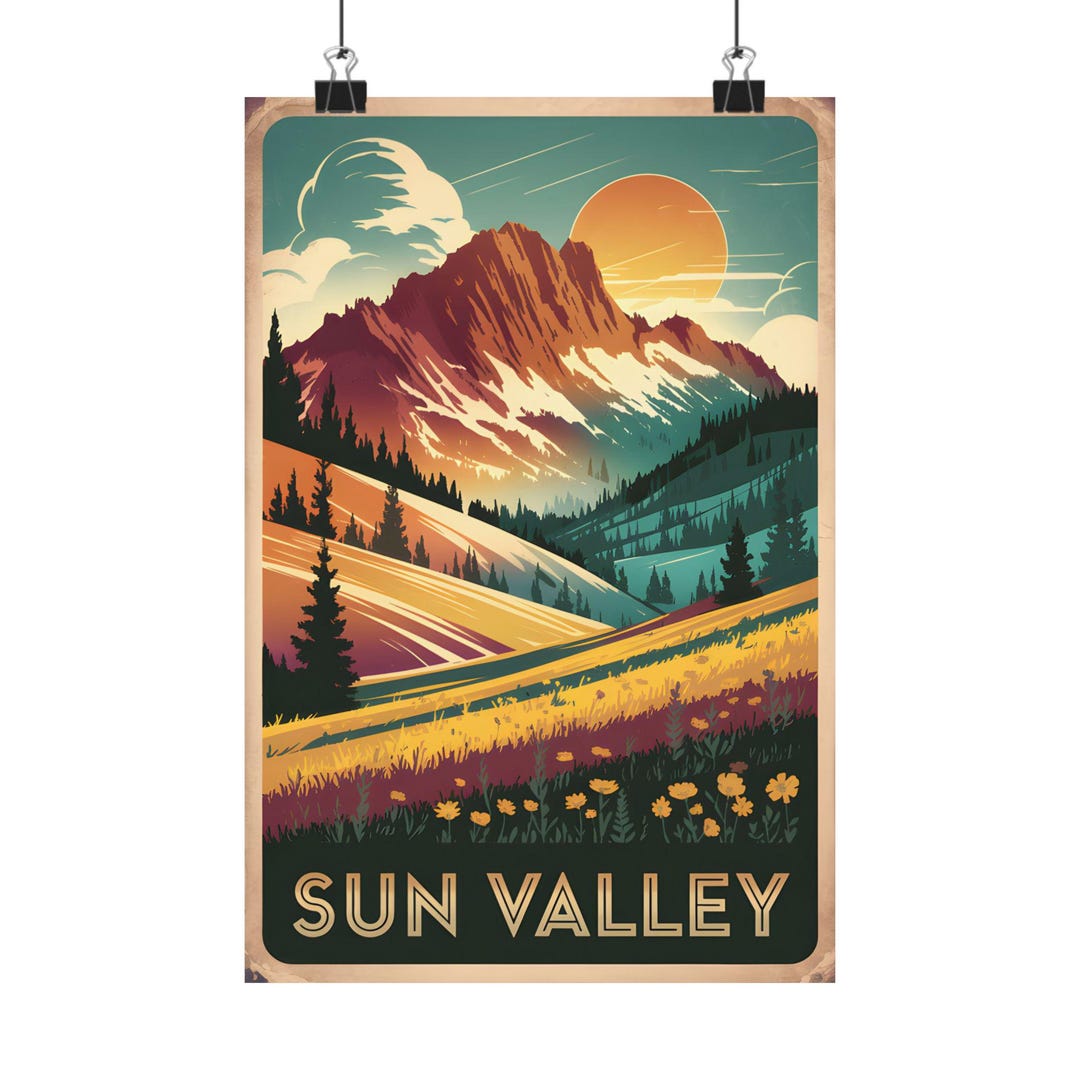 Sun Valley Vintage Landscape Art Print Mountain Scenery Home Decor ...