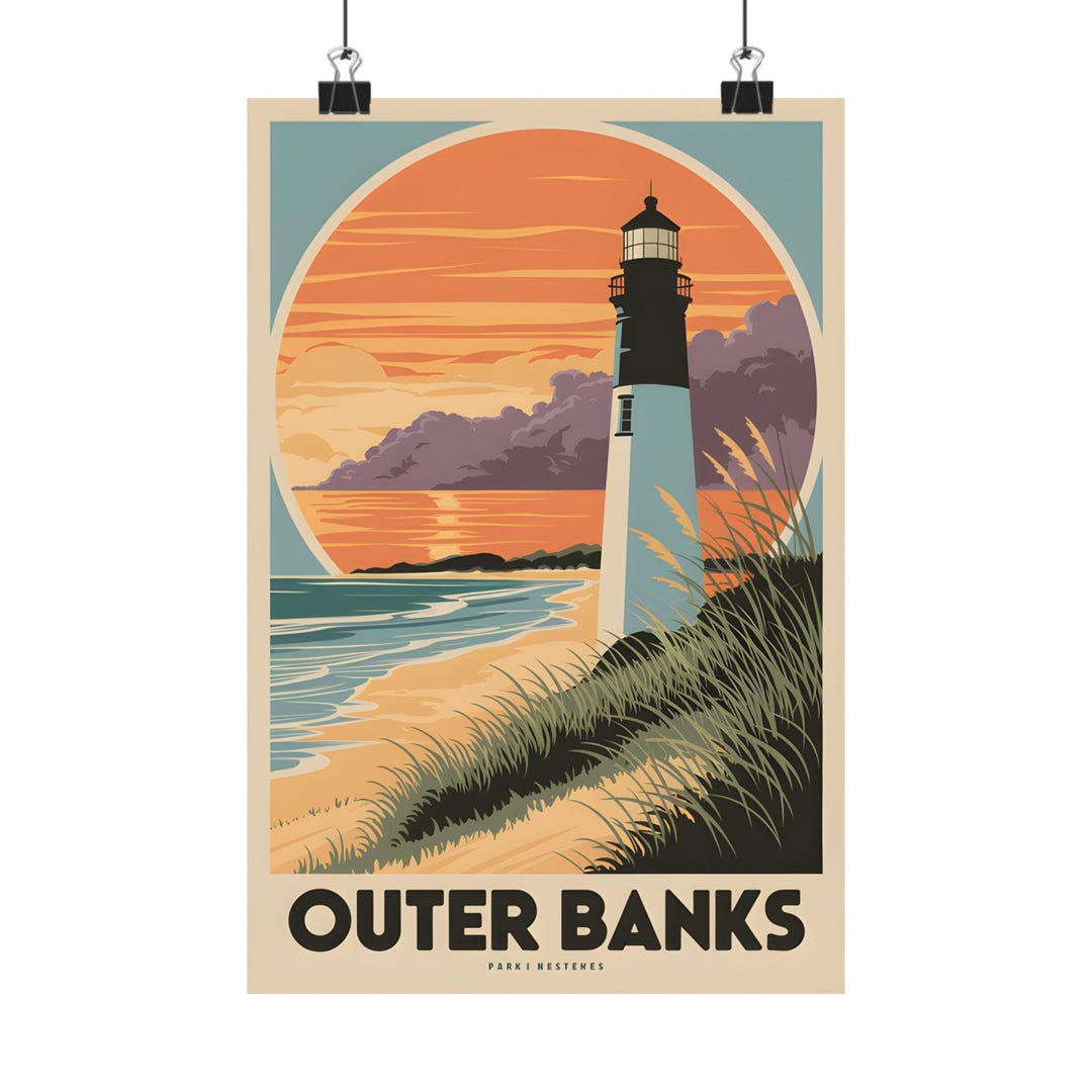 Outer Banks Lighthouse Art Print Coastal Decor Beach Wall Art Sunset ...
